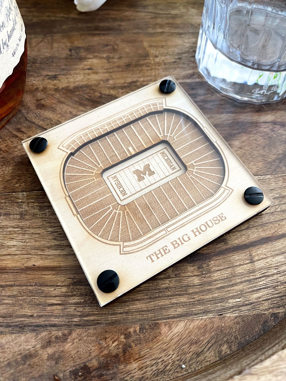 University of Michigan Layered Coaster set of 2, 3D Wood Coaster ...