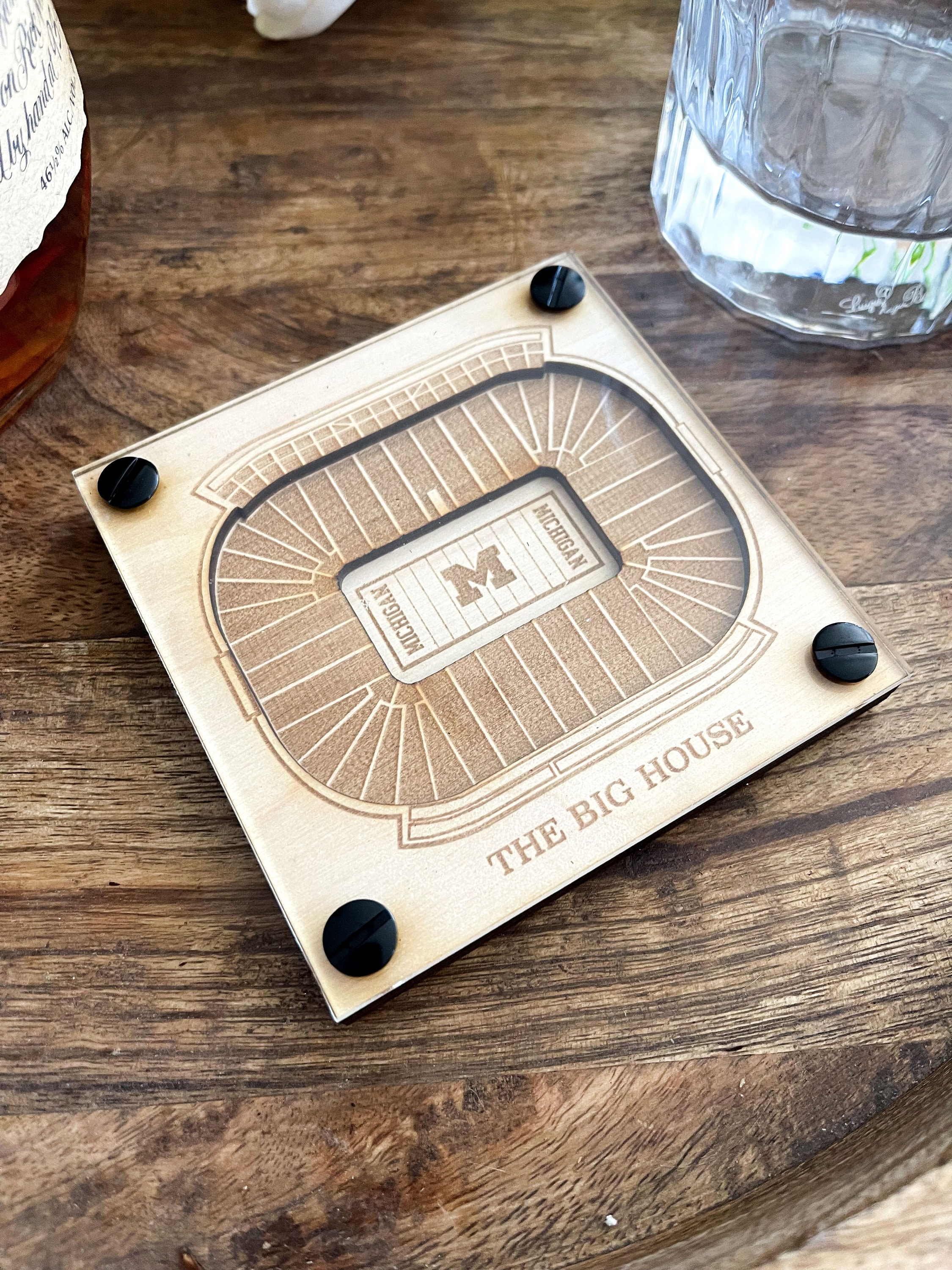 University of Michigan Layered Coaster set of 2 3D Wood - Etsy