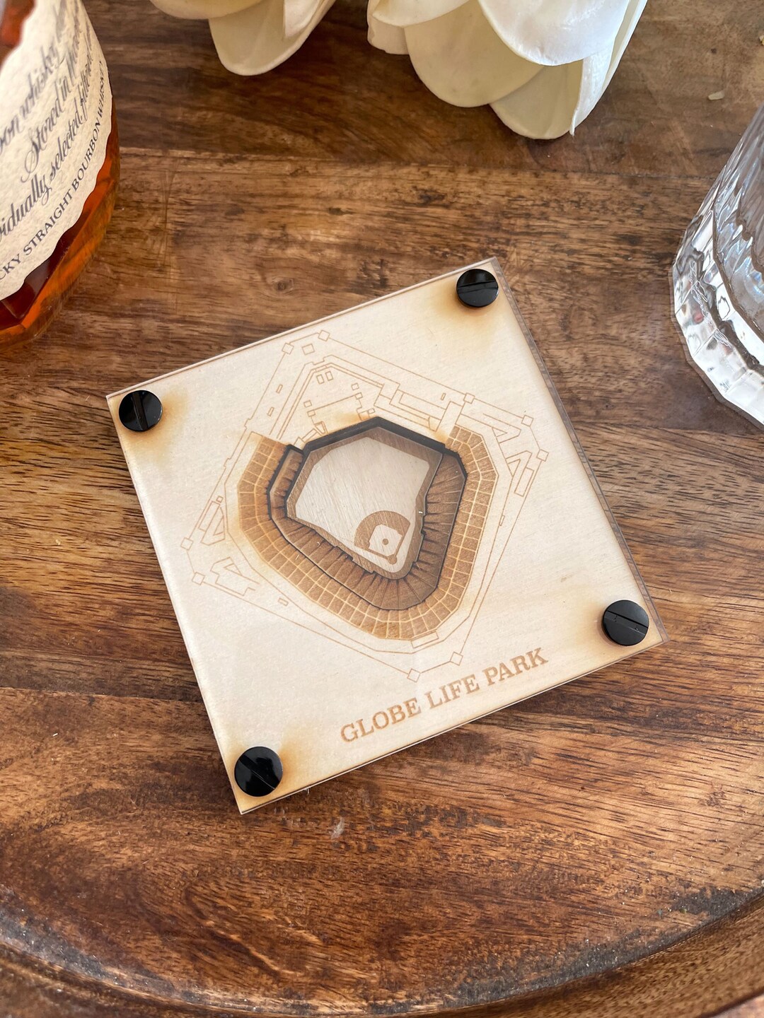 Texas Rangers Layered Coaster set of 2, 3D Wood Coaster, Sports Coaster ...