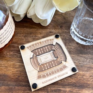 Razorback Stadium Layered Coaster set of 2, 3D Wood Coaster, Sports ...