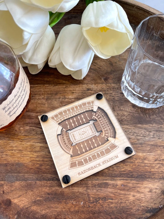 Razorback Stadium Layered Coaster set of 2 3D Wood Coaster - Etsy