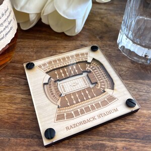Razorback Stadium Layered Coaster set of 2, 3D Wood Coaster, Sports ...