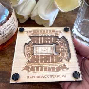 Razorback Stadium Layered Coaster set of 2, 3D Wood Coaster, Sports ...
