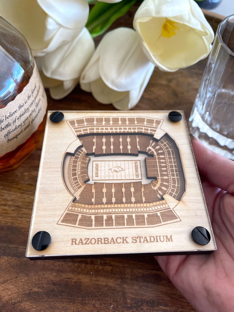 Razorback Stadium Layered Coaster set of 2 3D Wood Coaster - Etsy