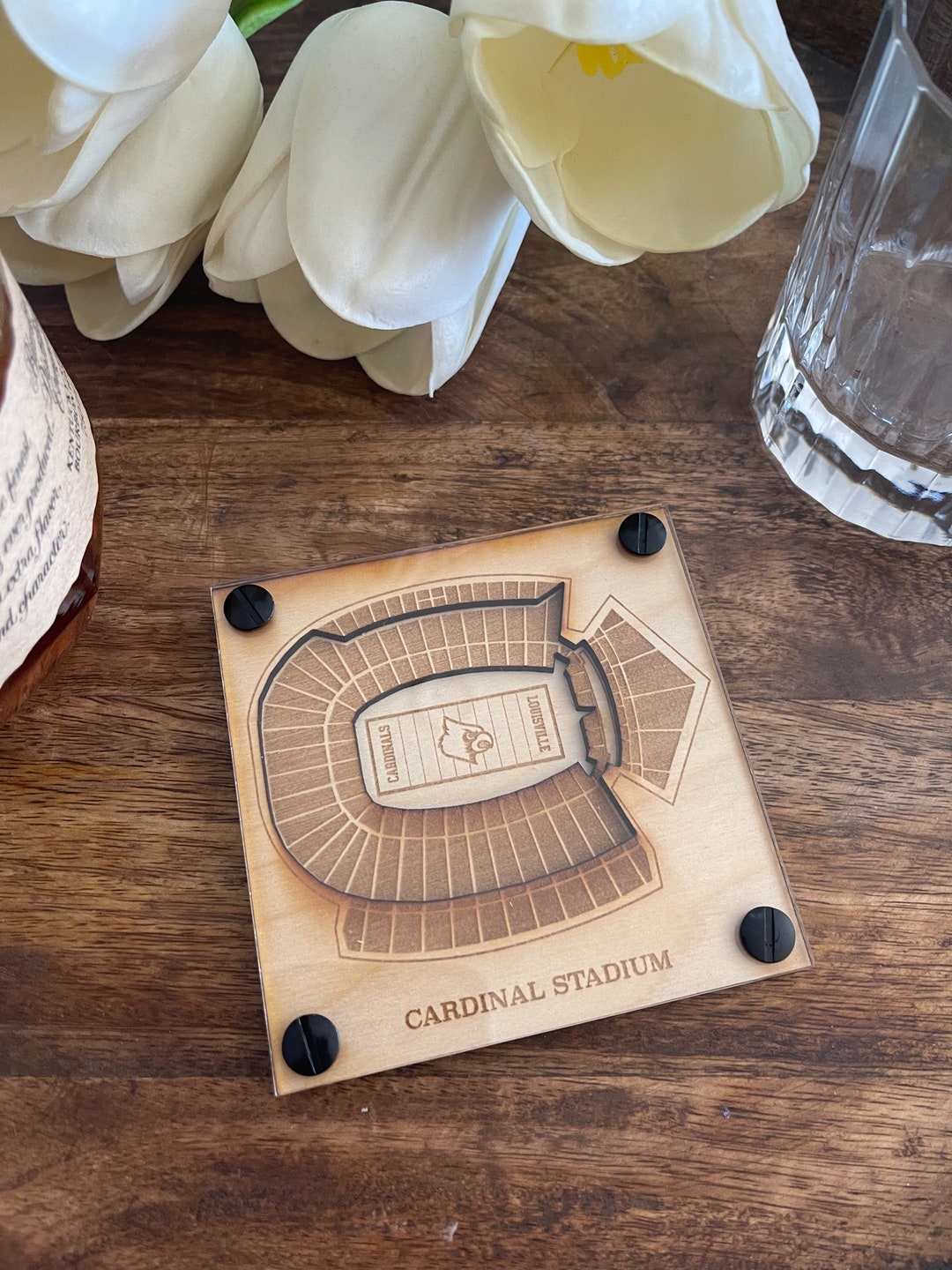Cardinals Stadium Layered Coaster set of 2, 3D Wood Coaster, Sports ...