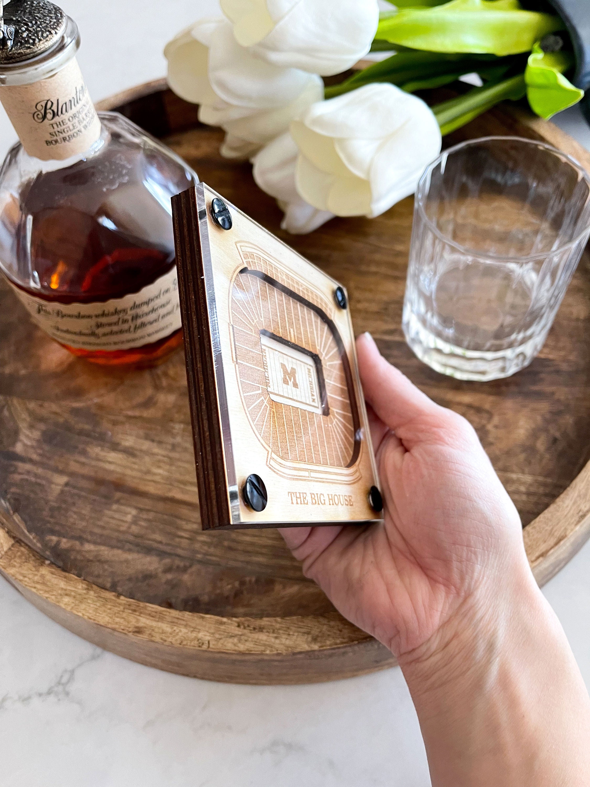 University of Michigan Layered Coaster set of 2 3D Wood - Etsy