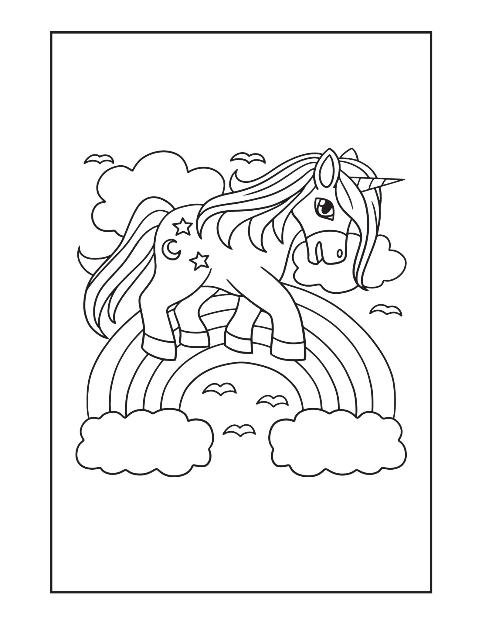 Unicorn Coloring Printable Book for Kids, Fun Unicorn Coloring Sheets ...