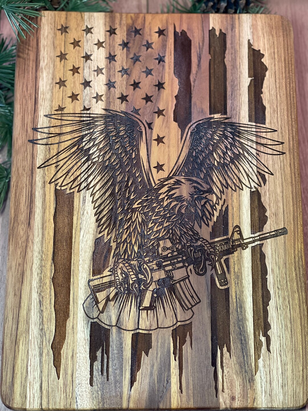 Engraved Patriotic Eagle in Flag Military Veteran - Etsy