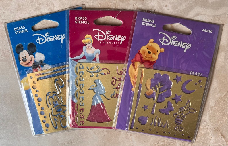 Disney Brass Stencils 2003 Piglet Pluto Princess Aurora Sleeping Beauty ...