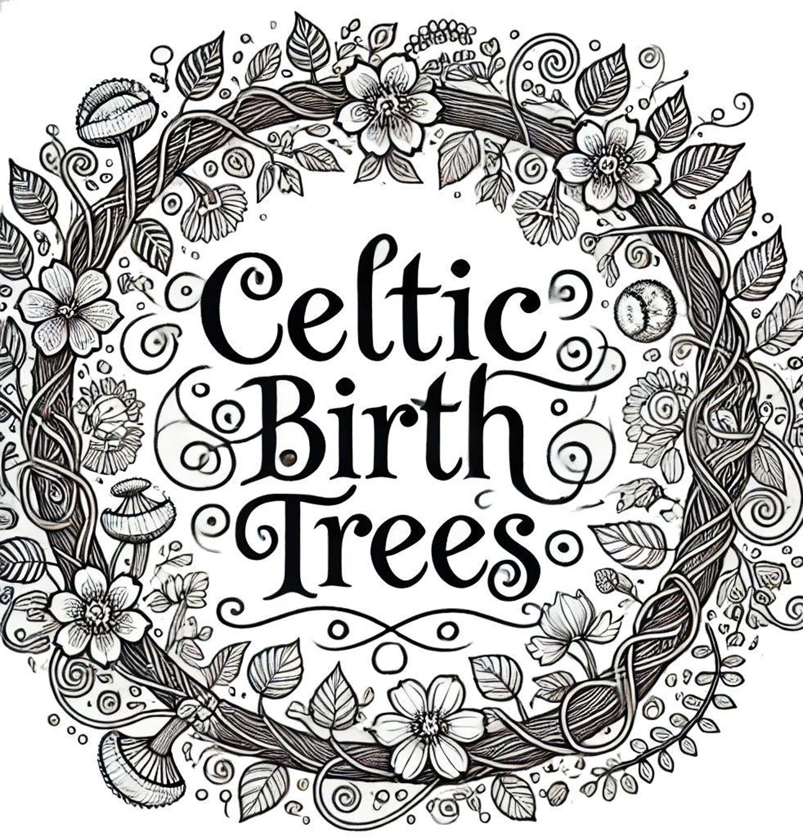 Celtic Birth Trees Coloring Book-adult/kids Coloring-stress Relief ...