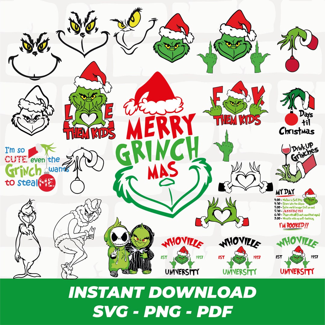 Big Grinch Svg Bundle the Grinch Svg Hand Grinch Face Svg Cricut Cut ...