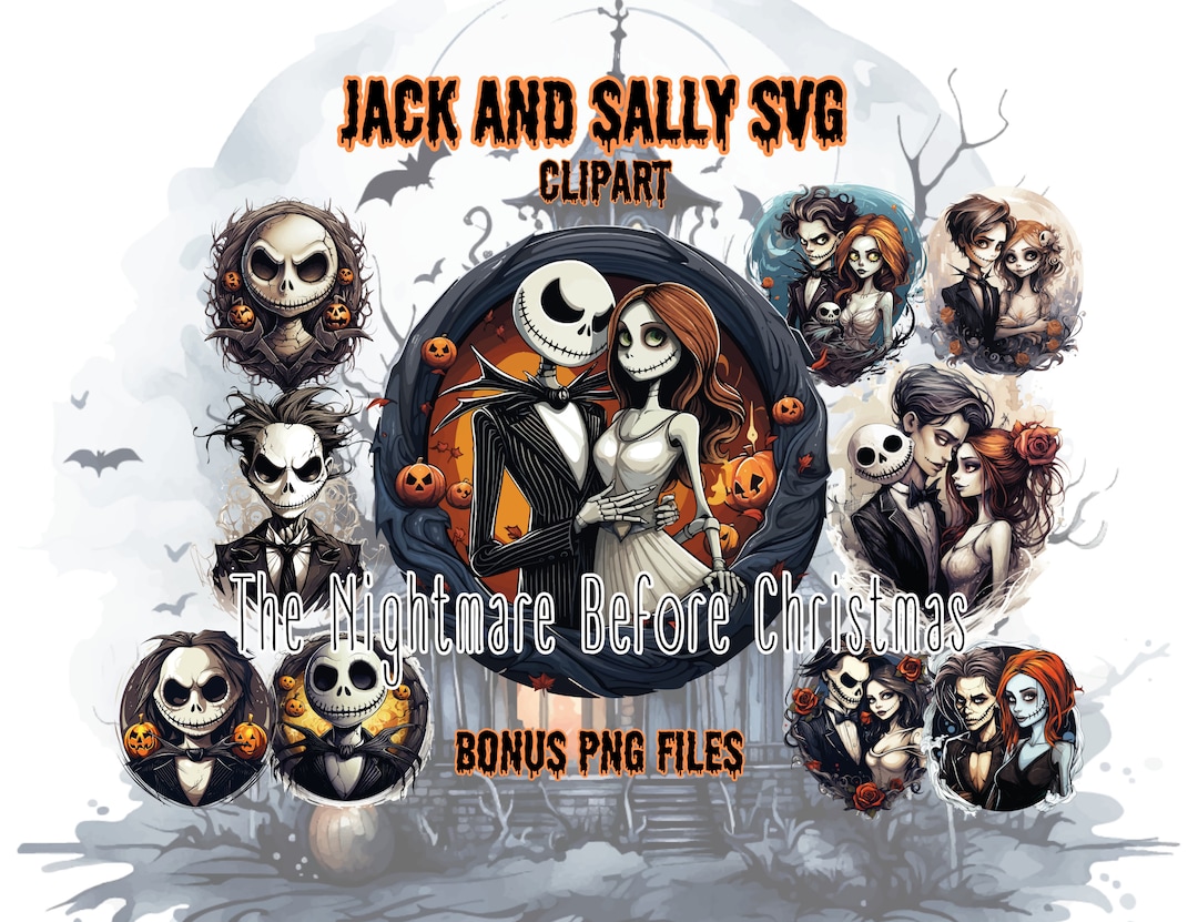 Jack and Sally SVG Bundle Nightmare Before Christmas Digital Files Jack ...