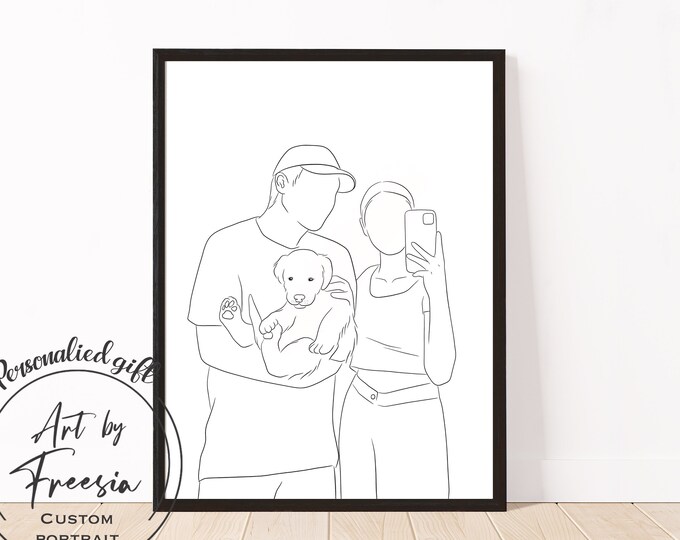 CUSTOM LINE PORTRAIT, Line Art Illustration, Personalized Line Drawing ...
