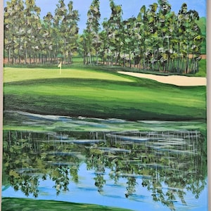 Art, Original, Decor, Canvas, Painting, Acrylic, Golf Course ...