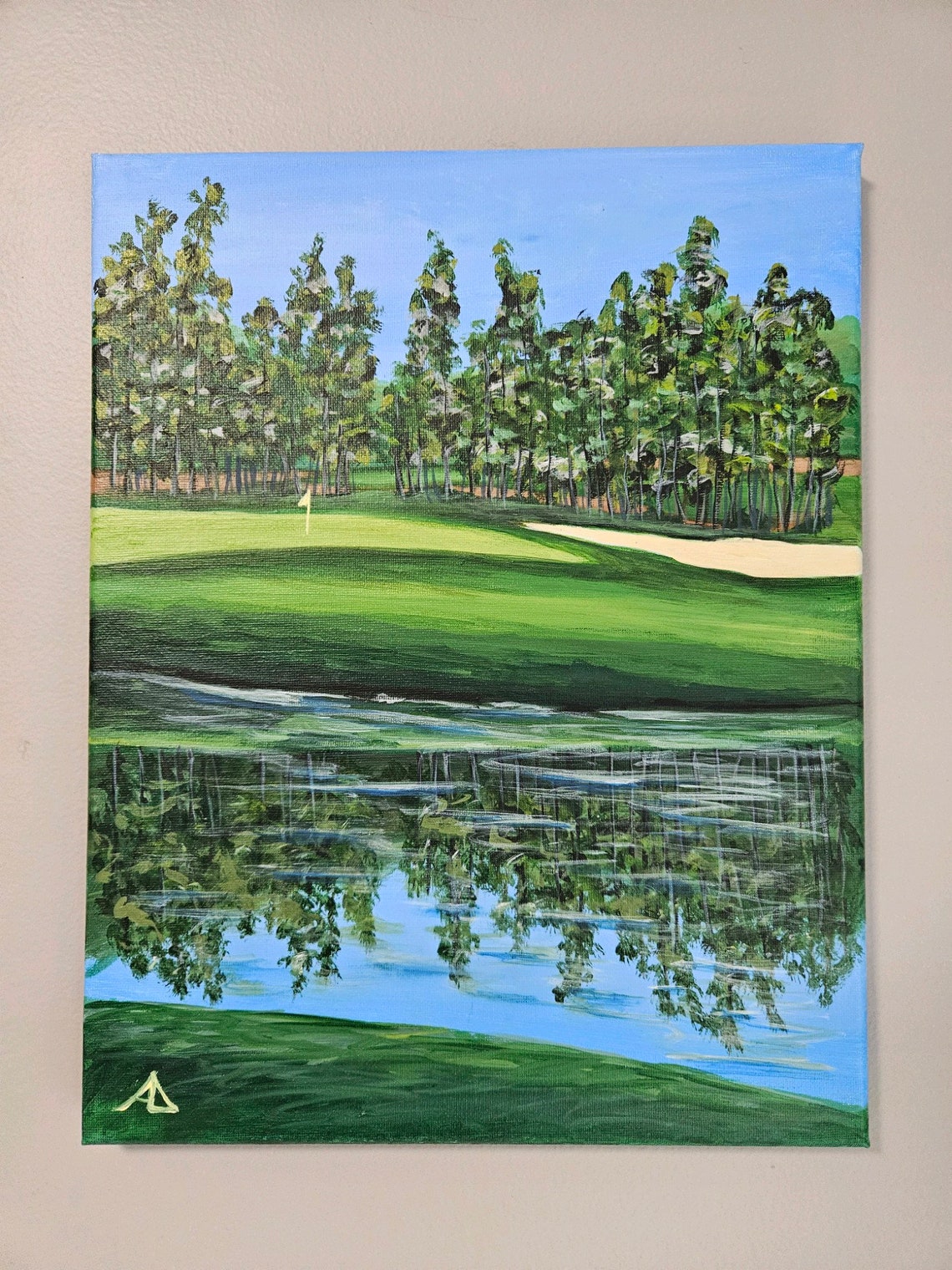 Art, Original, Decor, Canvas, Painting, Acrylic, Golf Course ...
