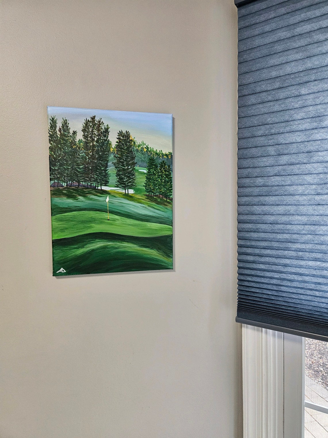 Art, Original, Decor, Canvas, Painting, Acrylic, Golf Course, Pine ...