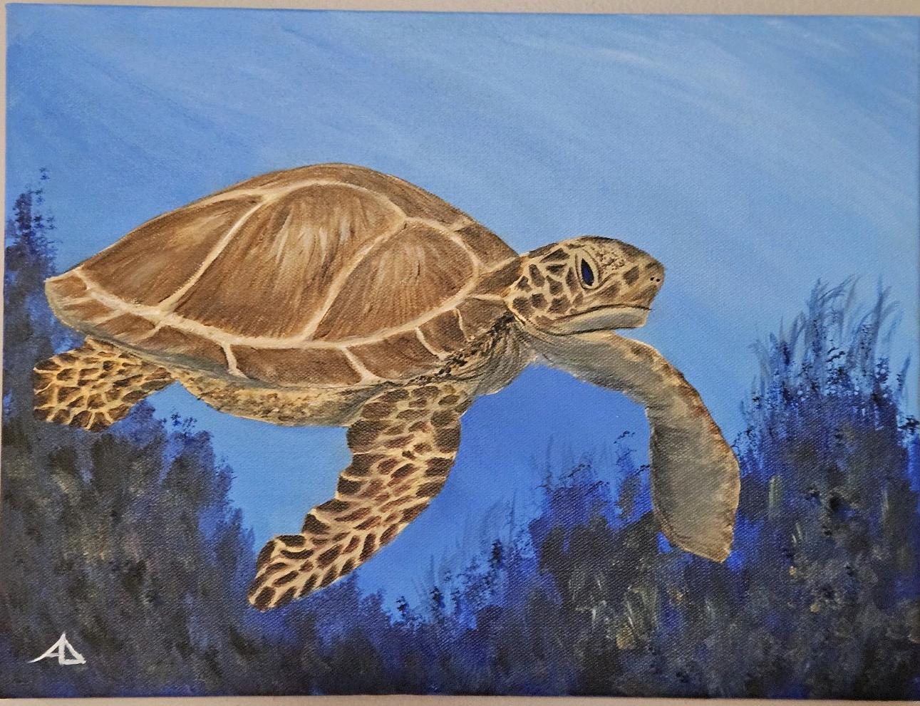 Art, Original, Decor, Canvas, Painting, Acrylic, Beach, Ocean, Undersea ...