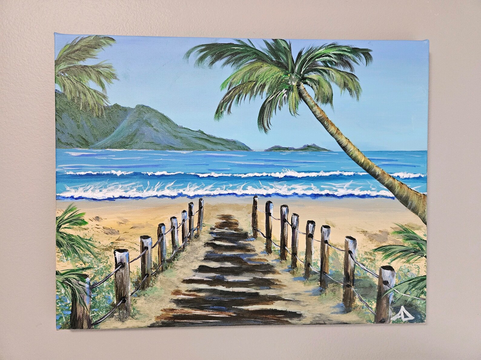 Art, Original, Decor, Canvas, Painting, Acrylic, Beach, Ocean, Path ...