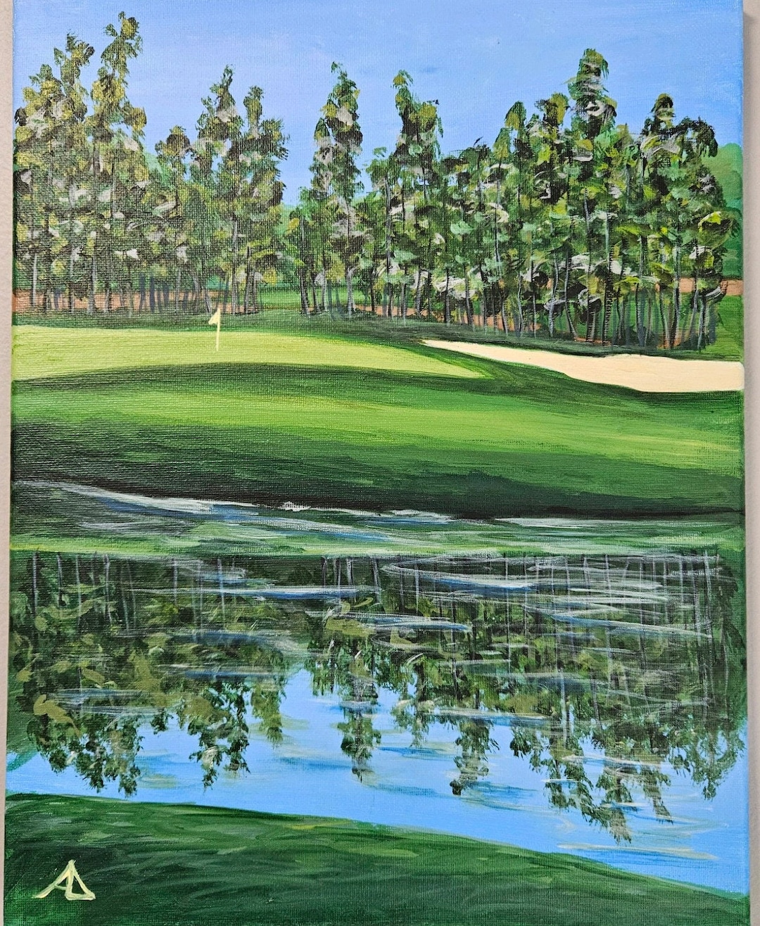 Art, Original, Decor, Canvas, Painting, Acrylic, Golf Course ...