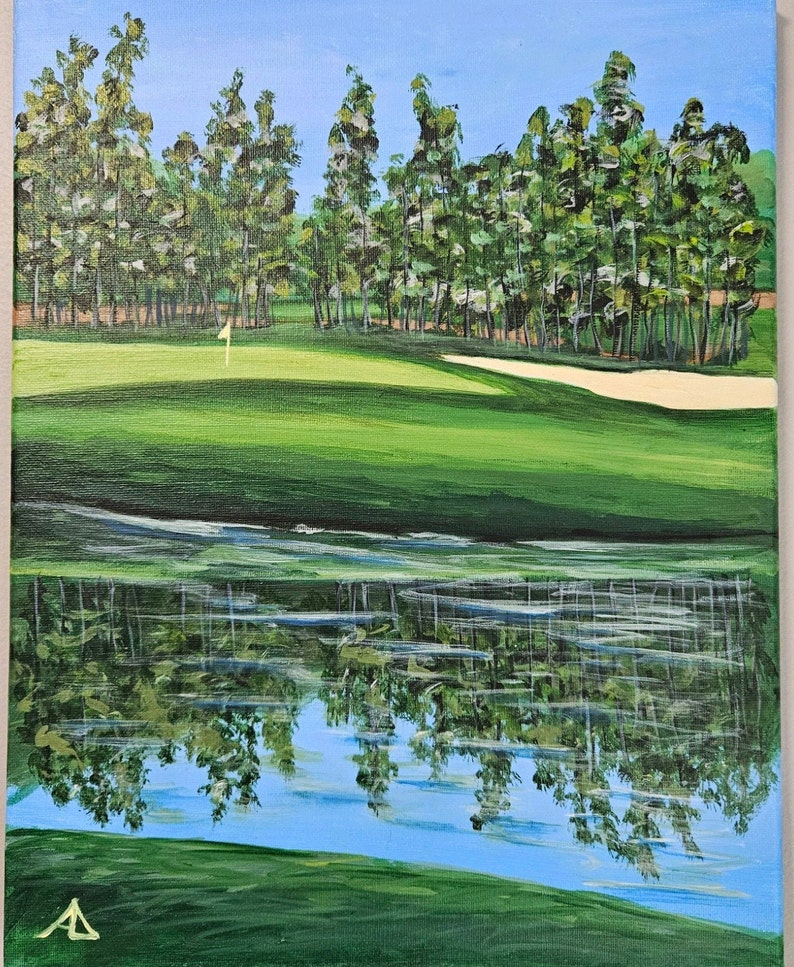 Art, Original, Decor, Canvas, Painting, Acrylic, Golf Course ...