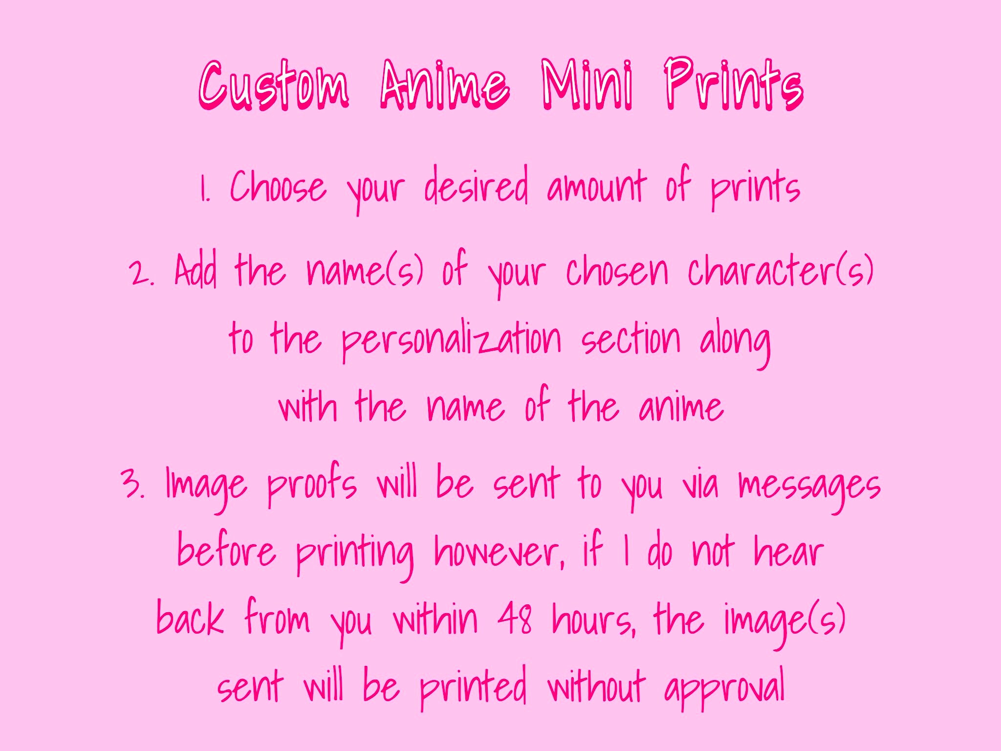 Custom Anime Mini Prints Custom Photo Prints Instant Film - Etsy