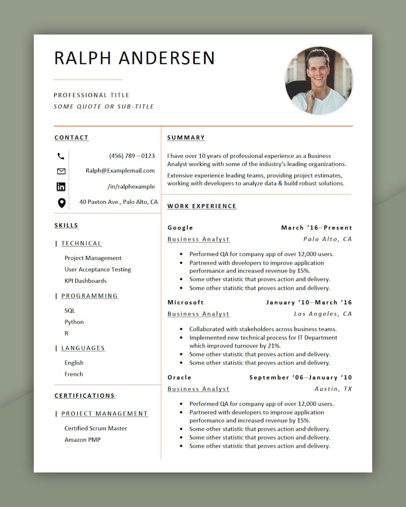 Professional Resume Template | 2 Page | MS Word Compatible | Easily ...