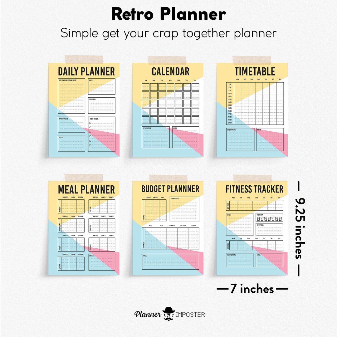 Retro Daily Planner Instant Download Retro Daily Planner - Etsy