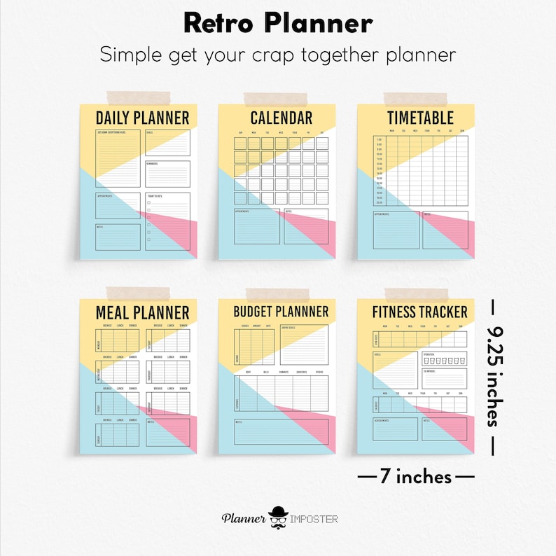 Retro Daily Planner Instant Download Retro Daily Planner - Etsy