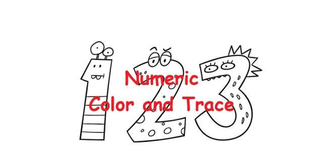 Coloring Numeric Tracing Worksheet - Etsy