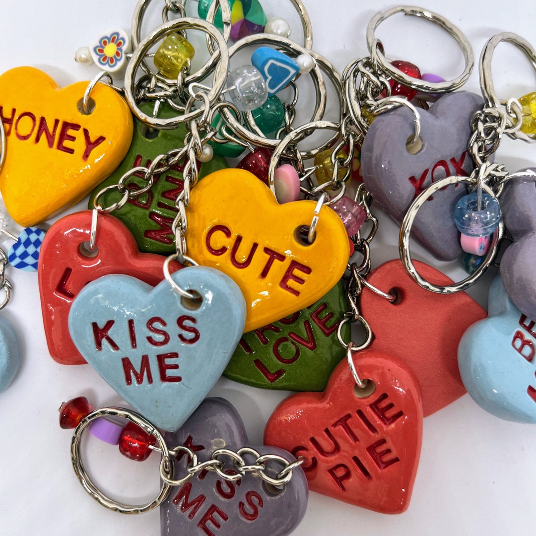 Ceramic Sweetheart Keychains - Etsy