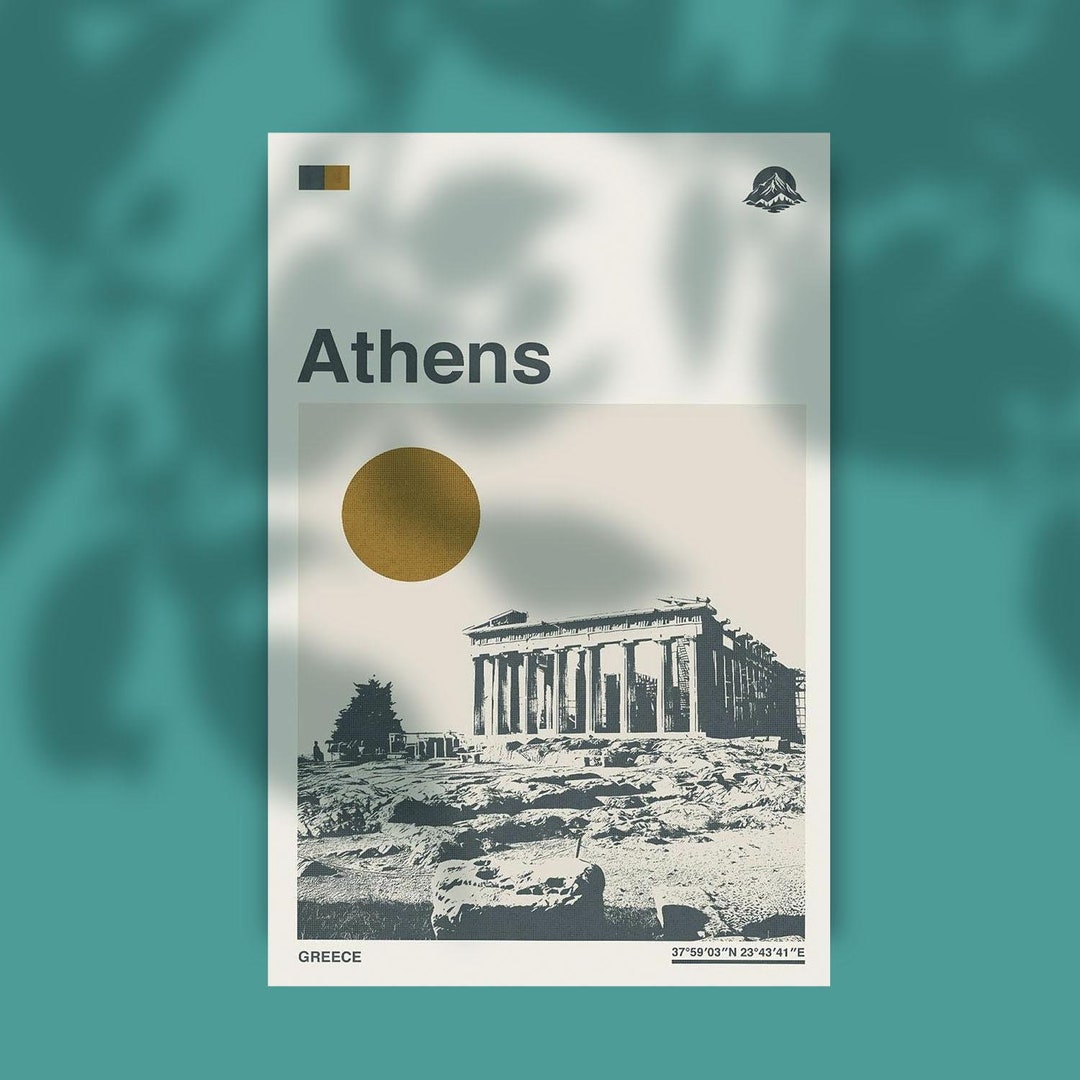Athens Mid Century Panache Vintage Print Classic Greece - Etsy