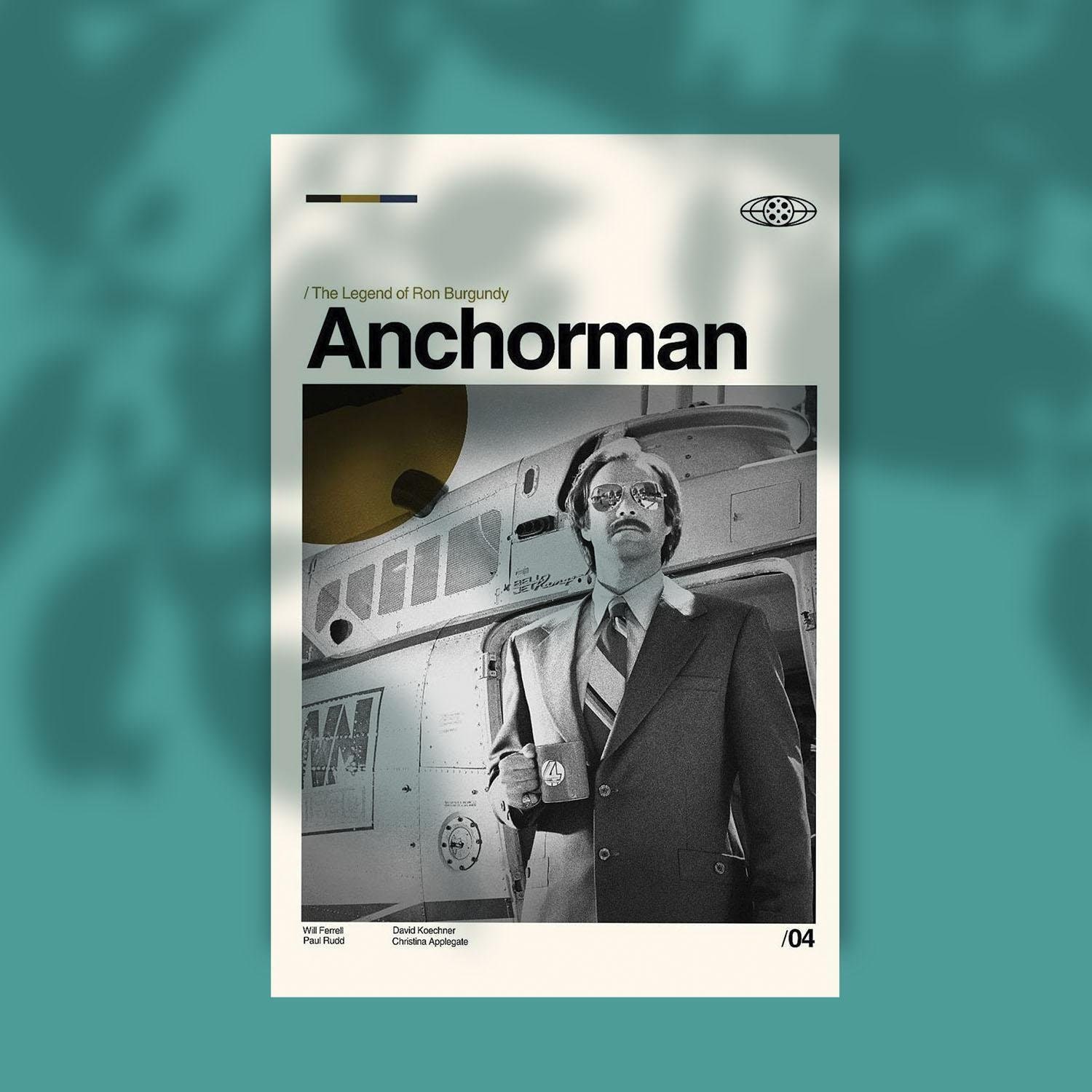 Anchorman Mid Century Modern Vibe Movie Poster Vintage Film - Etsy
