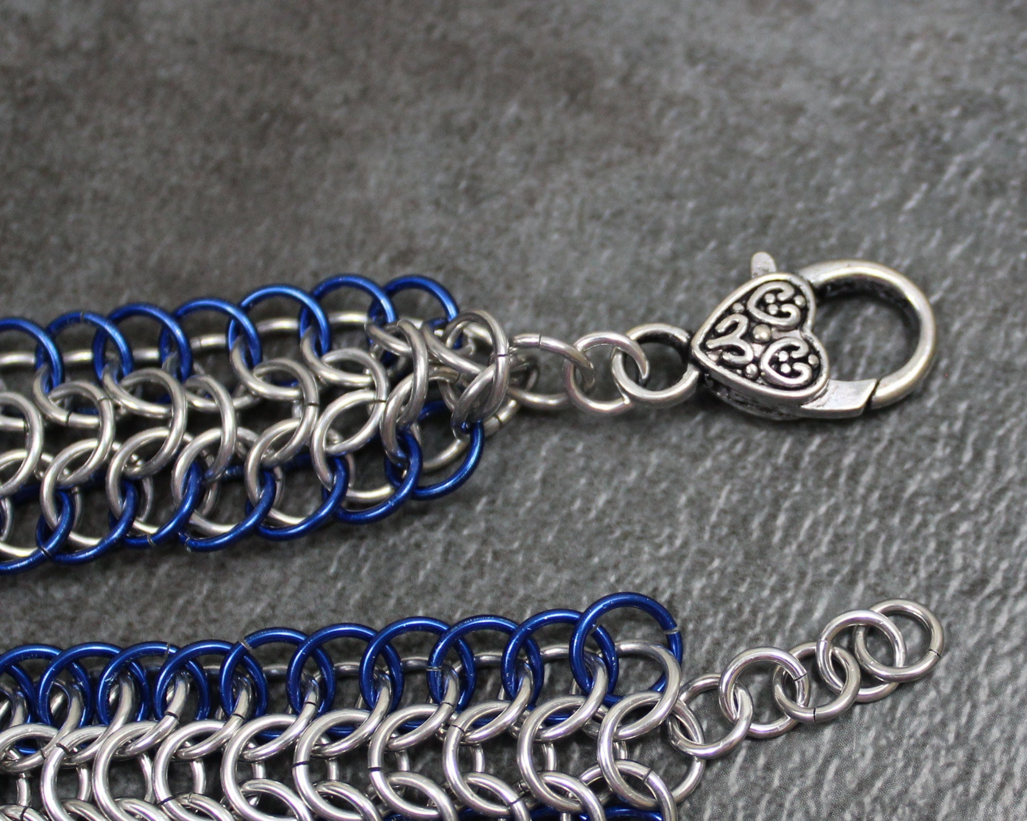 Handcrafted Navy Blue and Silver Dragonback Chain Maille - Etsy