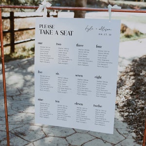 Seating Chart Editable Template for Event Modern Minimalist Black White ...