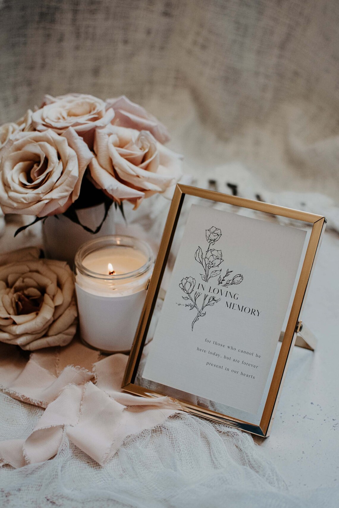 In Loving Memory Editable Template Sign Rose Elegant Memorial Honoring ...