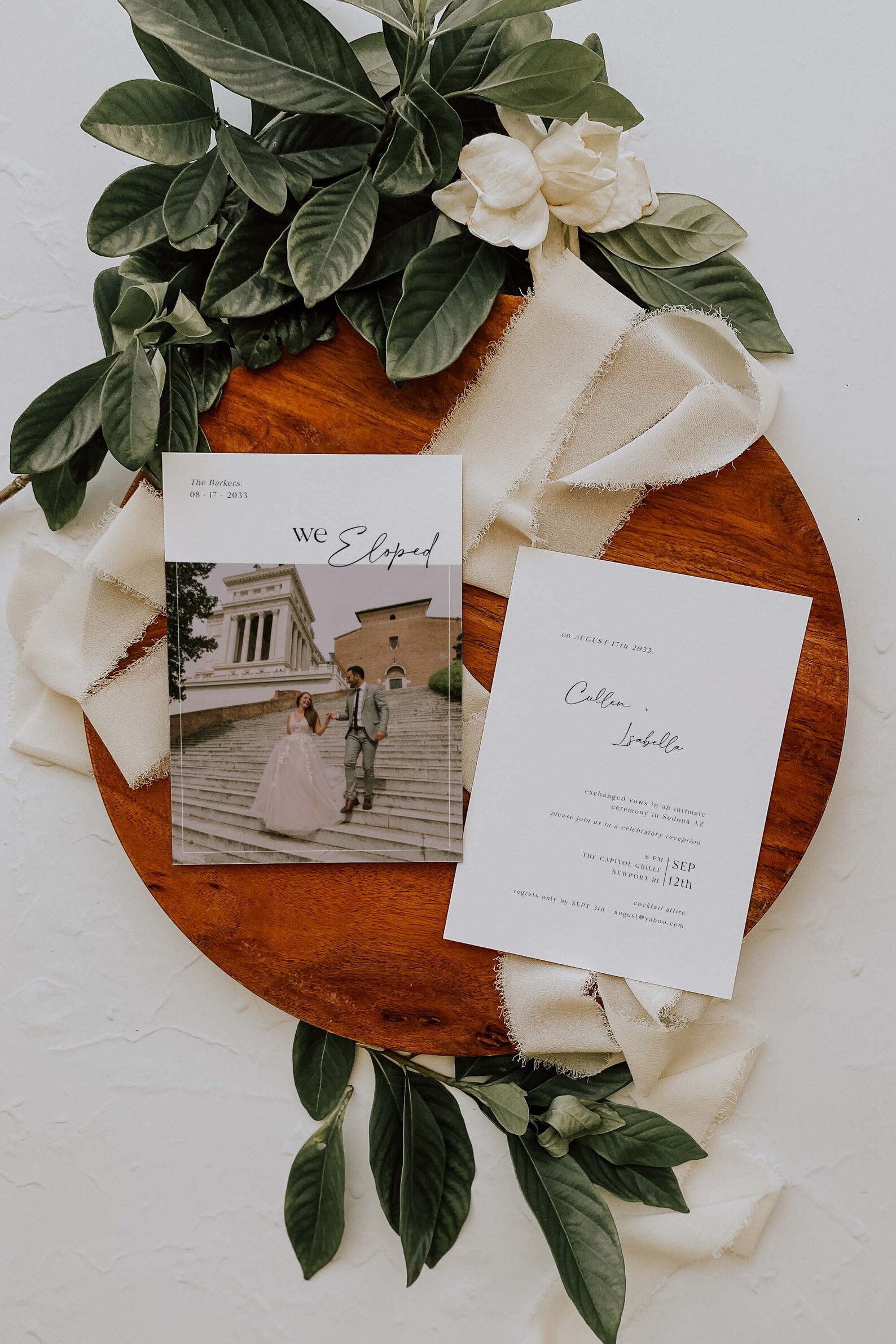 Wedding Invitation Elopement Announcement We Eloped Reception Happily ...
