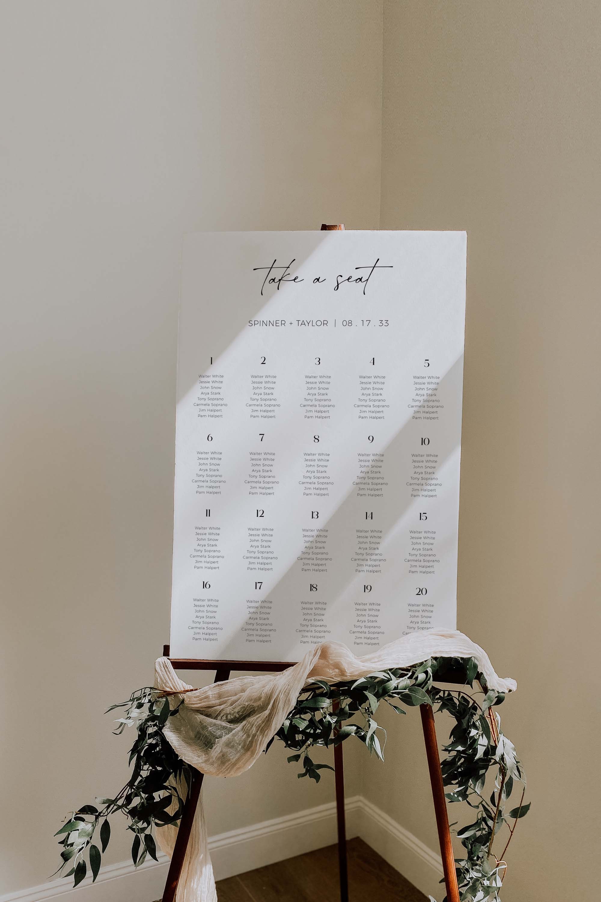 Seating Chart for Event Wedding Reception Ceremony Graduation Baby ...