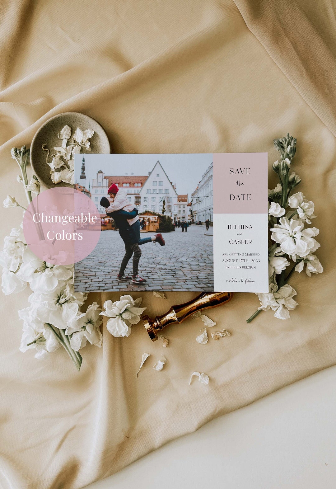 Save the Date Landscape 7x5 Card Editable Template With Changeable ...