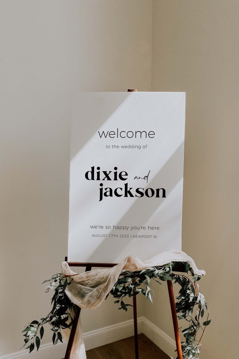 COLE | Wedding Welcome Sign Editable Template Printable Poster Modern ...