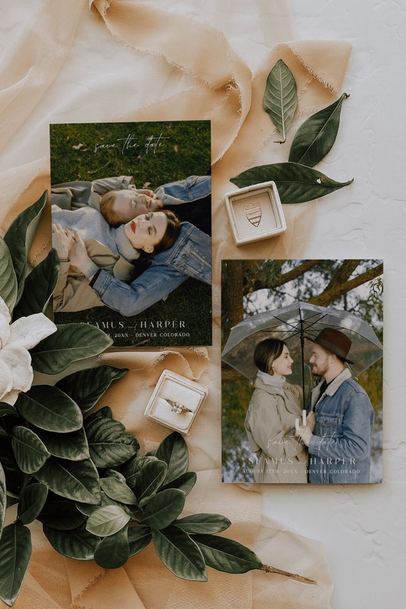 Save the Date Picture Template Front and Back Modern - Etsy