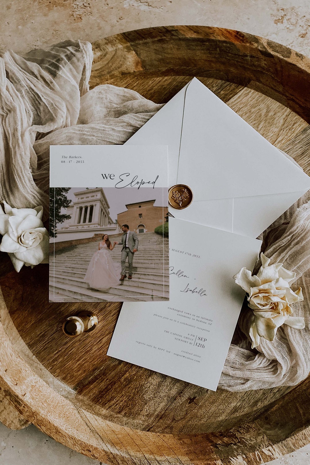 Wedding Invitation Elopement Announcement We Eloped Reception Happily ...