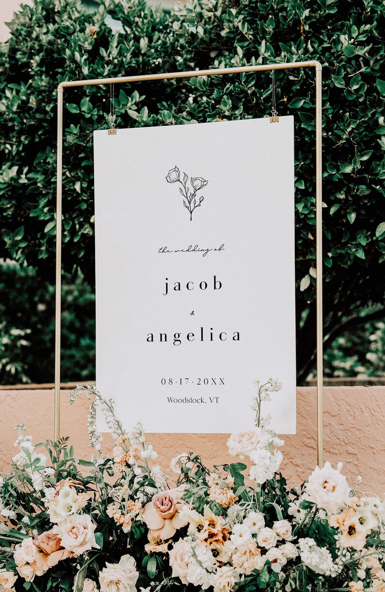 Editable Wedding Welcome Greeting Sign | JAKE | Floral Elegant Romantic ...