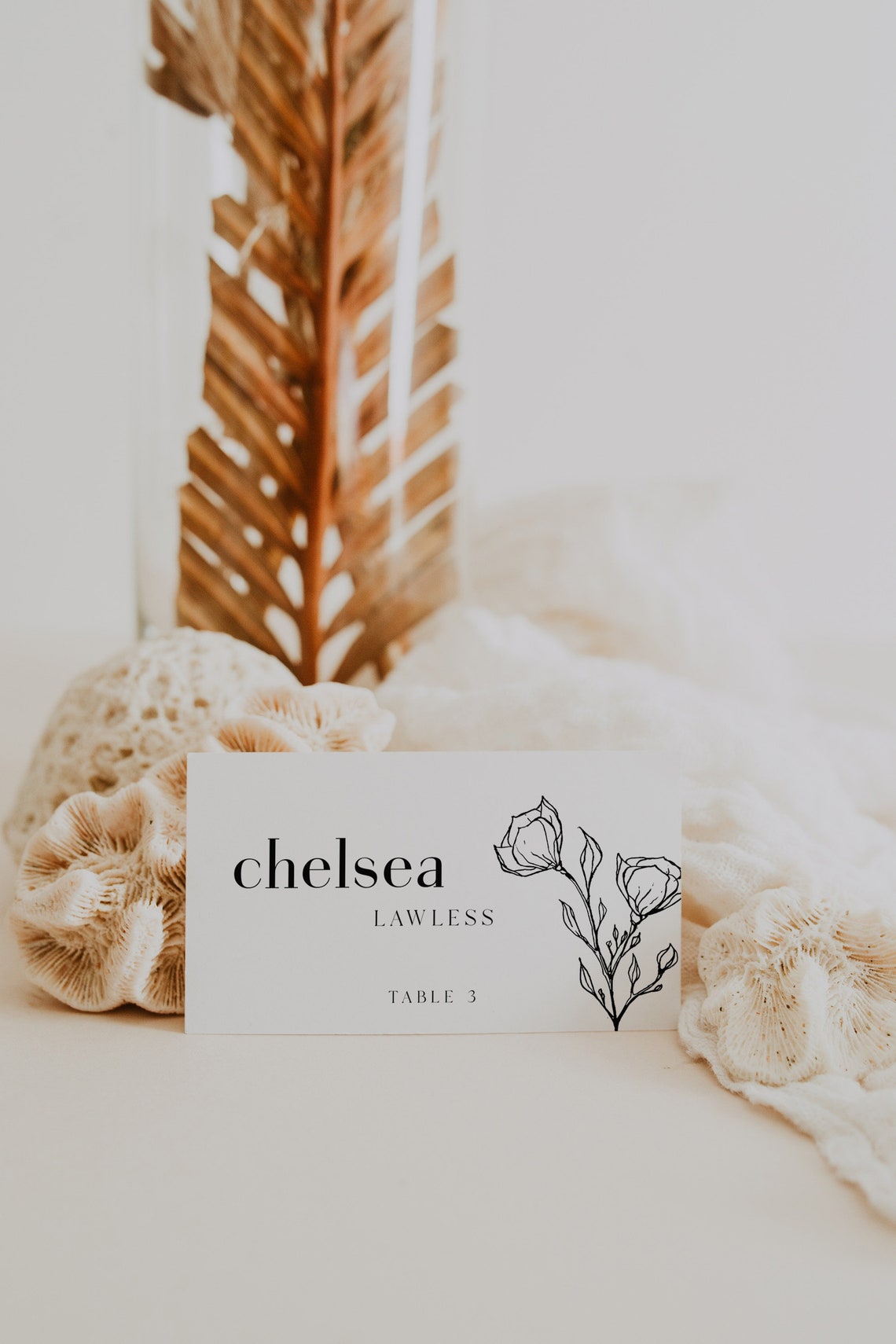JAKE | Rose Name Card Editable Printable Template With Meal Icons for ...