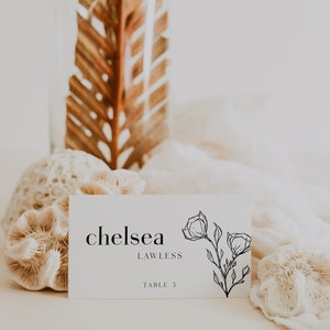JAKE | Rose Name Card Editable Printable Template With Meal Icons for ...
