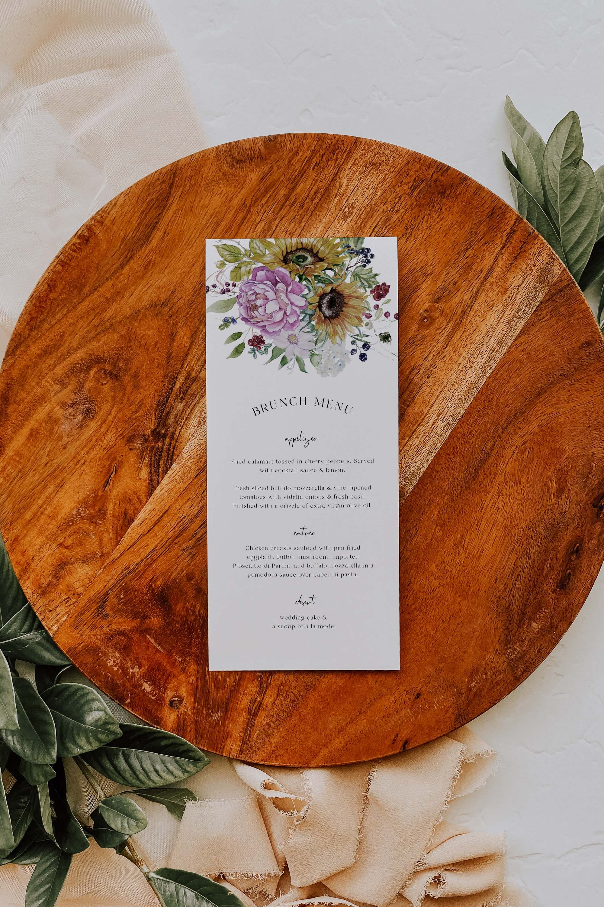 Editable Menu Template Country Theme Sunflower Garden Boho Cowboy Fall ...