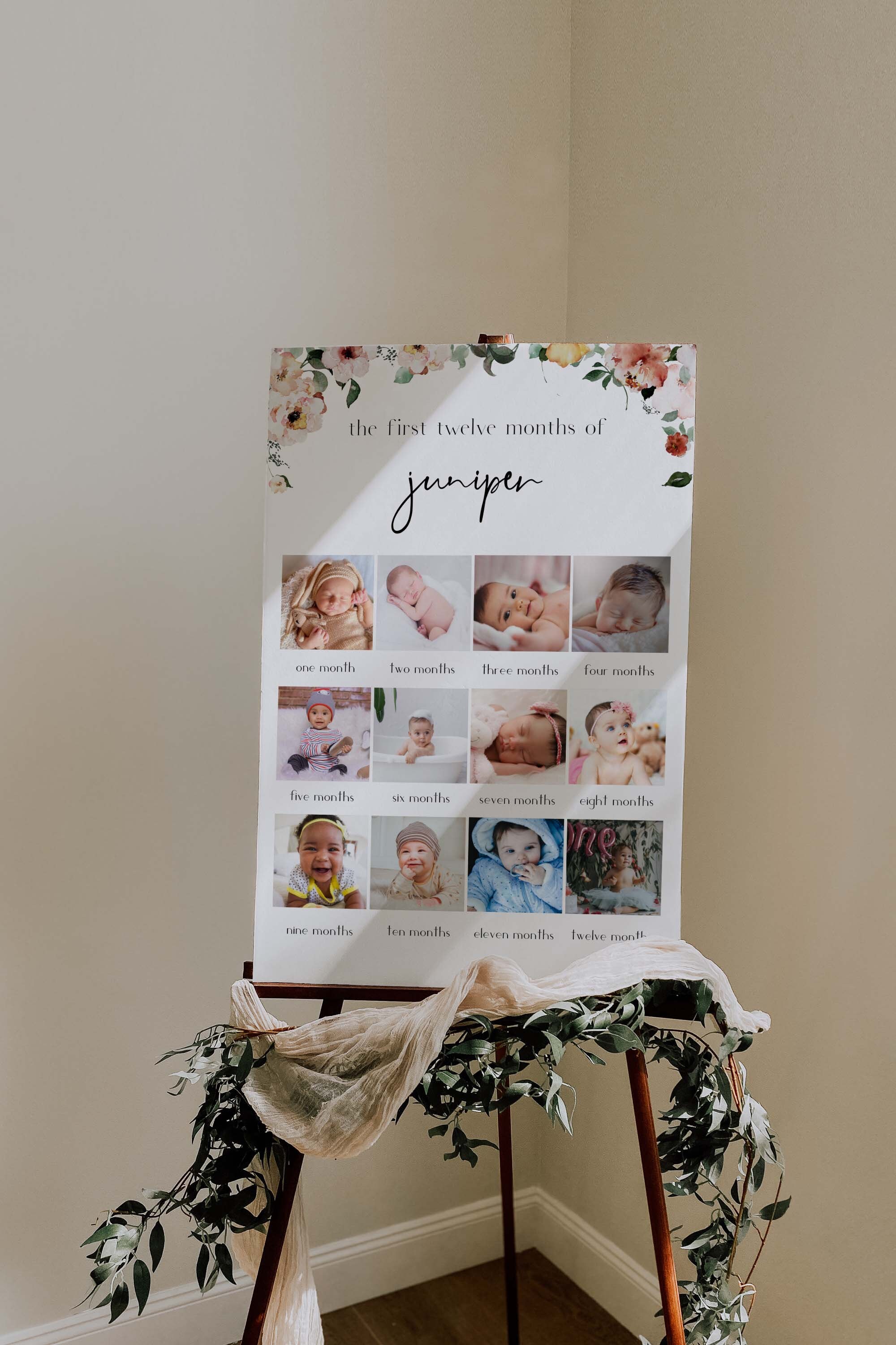 JOSS | First Twelve Month Picture Collage Poster Editable Sign Template ...