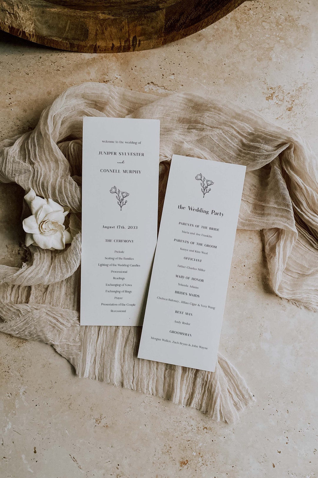 JAKE | Rose Wedding Program Front and Back Editable Template Digital ...