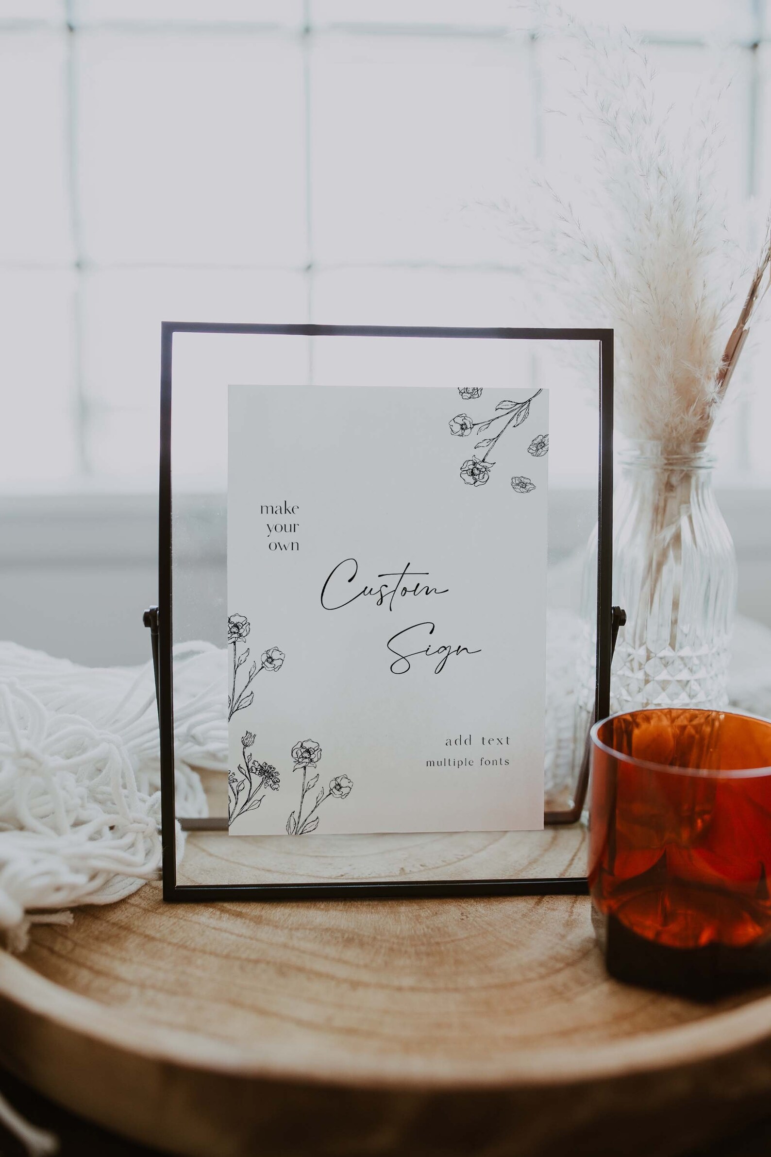 Custom Sign for Event Floral Boho Garden Chic Glam Modern Minimalist ...