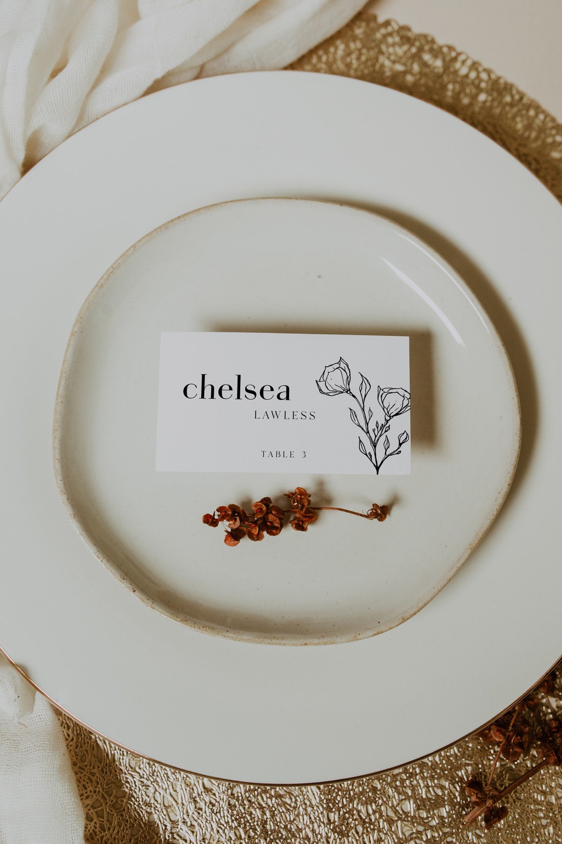 JAKE | Rose Name Card Editable Printable Template With Meal Icons for ...