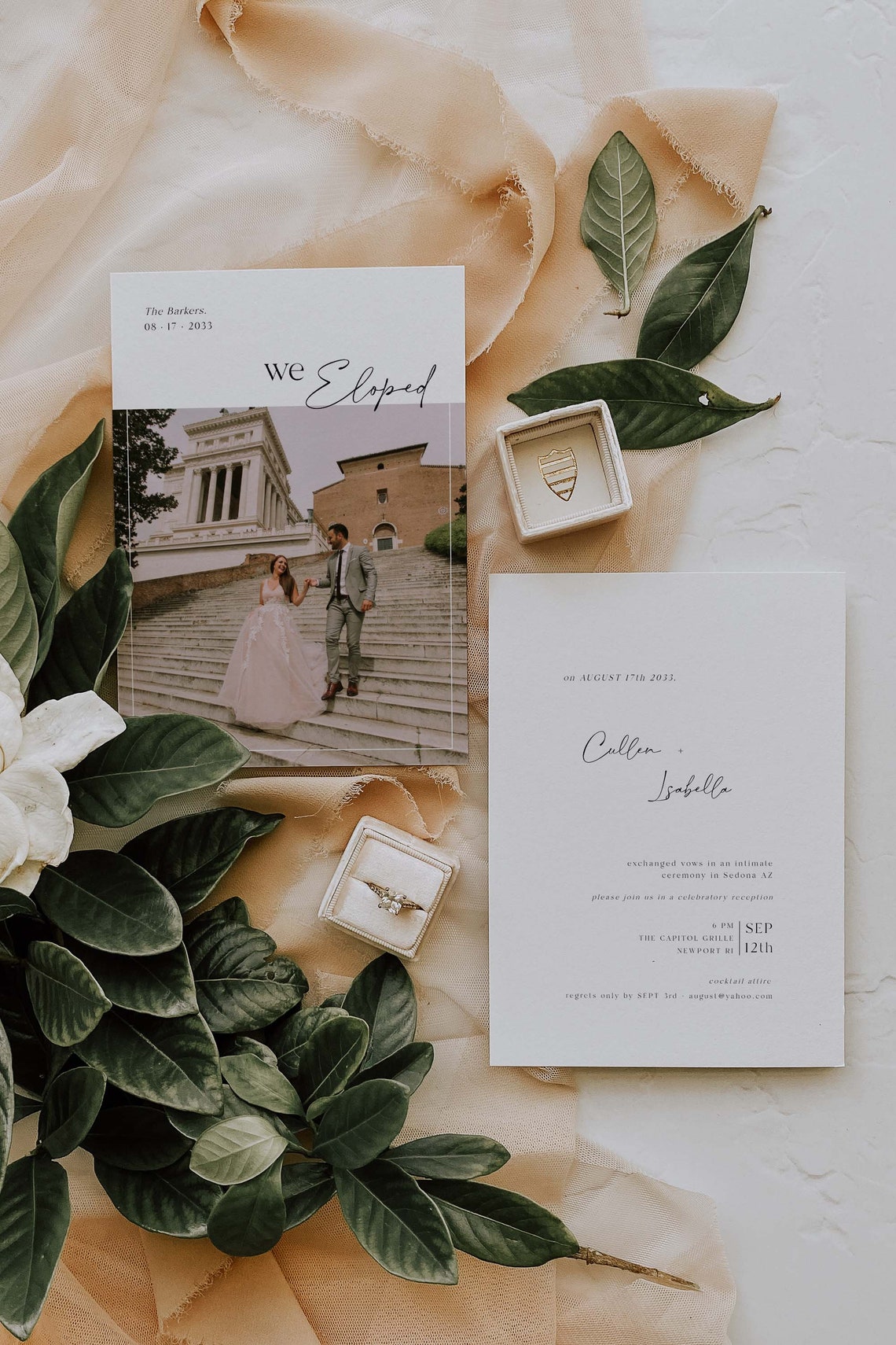 Wedding Invitation Elopement Announcement We Eloped Reception Happily ...